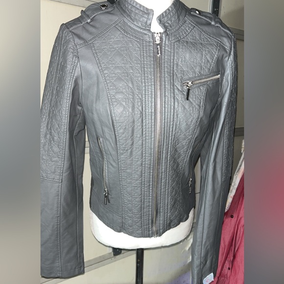 Bernardo | Jackets & Coats | Bernardo Womens Charcoal Leather Jacket ...